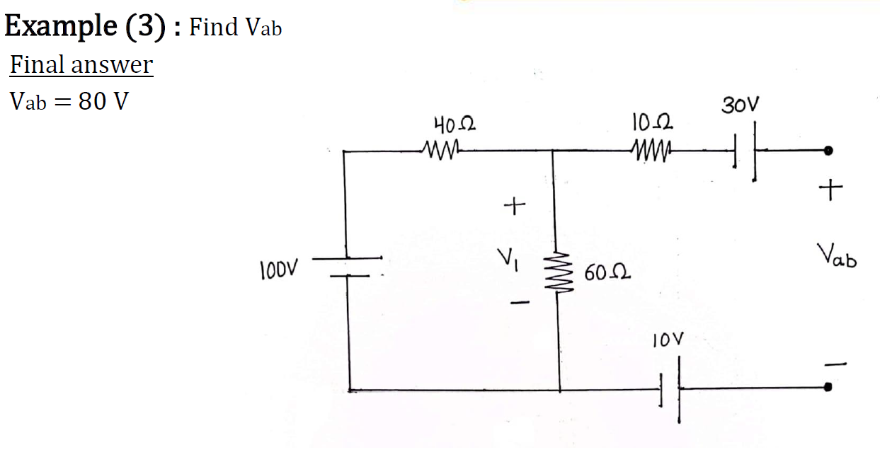 Solved Example (3): Find Vab Final answer Vab = 80 V 30V 402 | Chegg.com