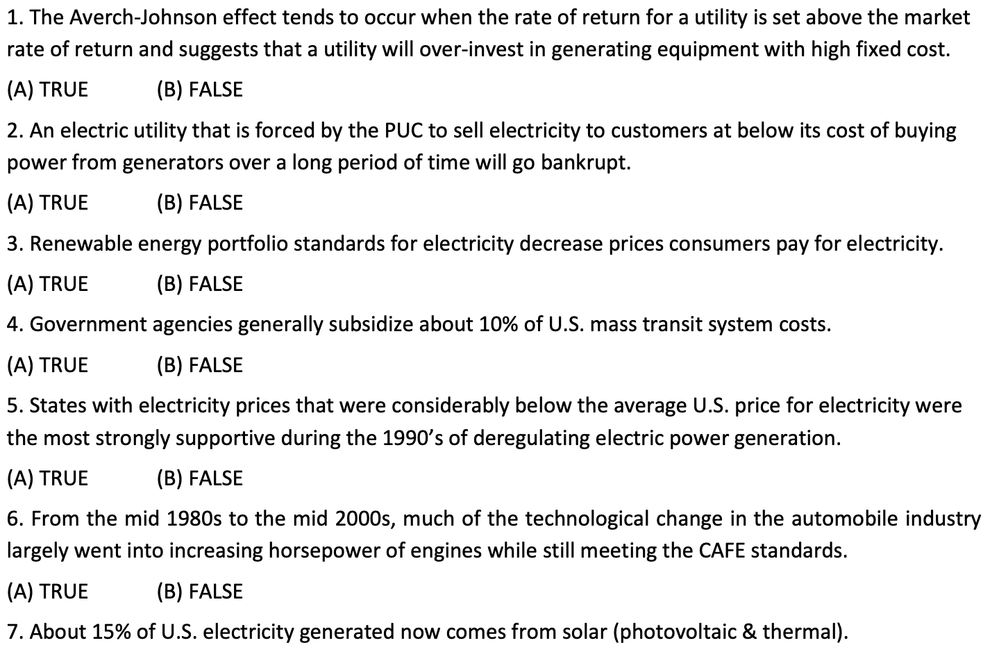 Solved 1. The Averch-Johnson effect tends to occur when the | Chegg.com