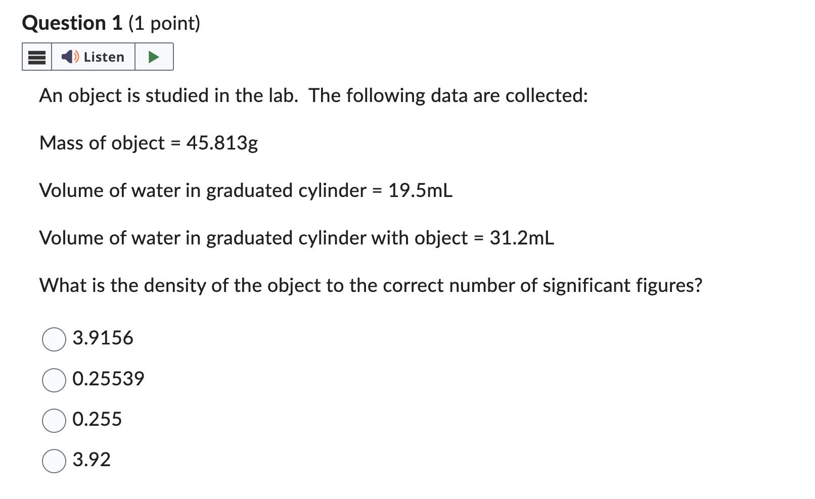Solved An object is studied in the lab. The following data | Chegg.com