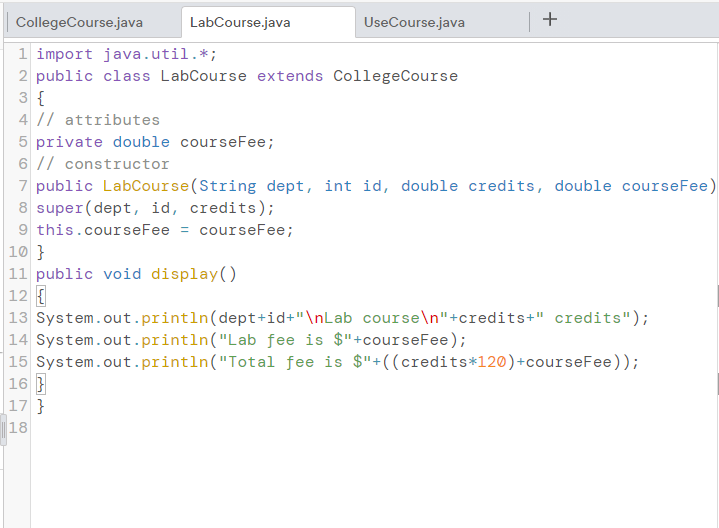 Solved Instructions Create a class named CollegeCourse that | Chegg.com