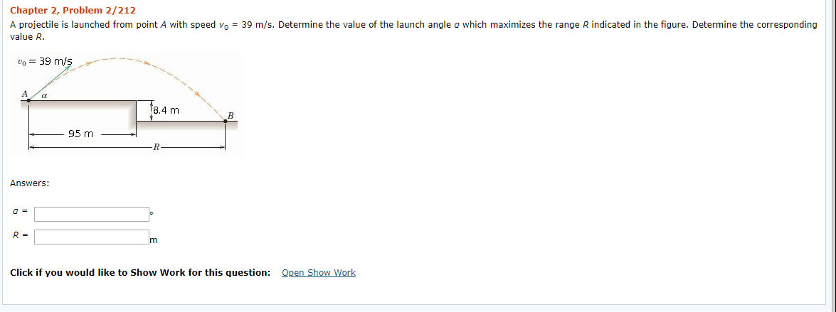 Solved A projectile is launched from point A with speed v0 = | Chegg.com