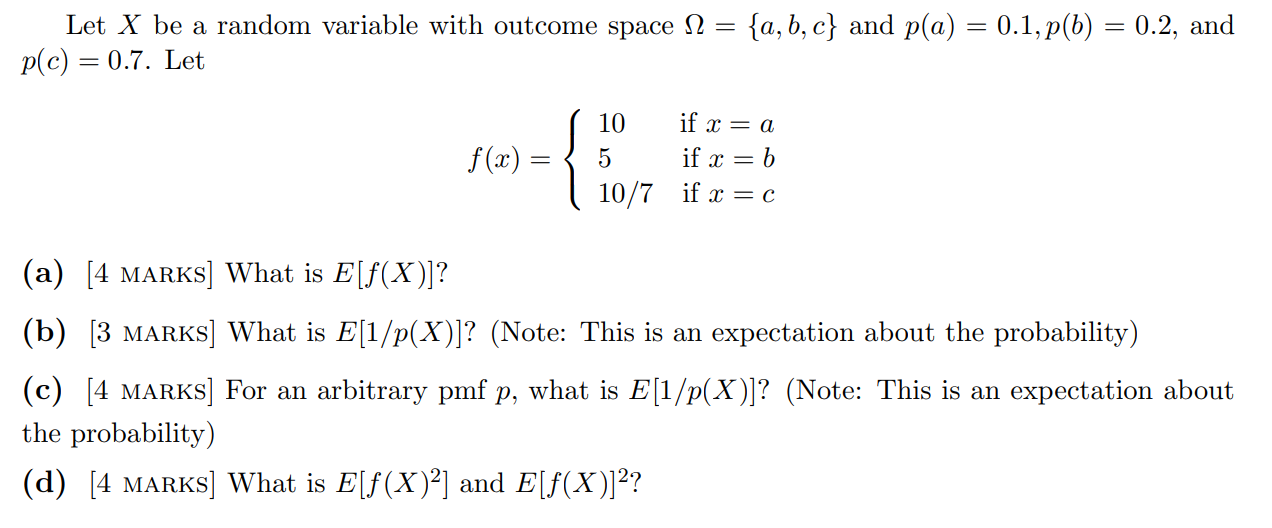 Solved Let X be a random variable with outcome space | Chegg.com