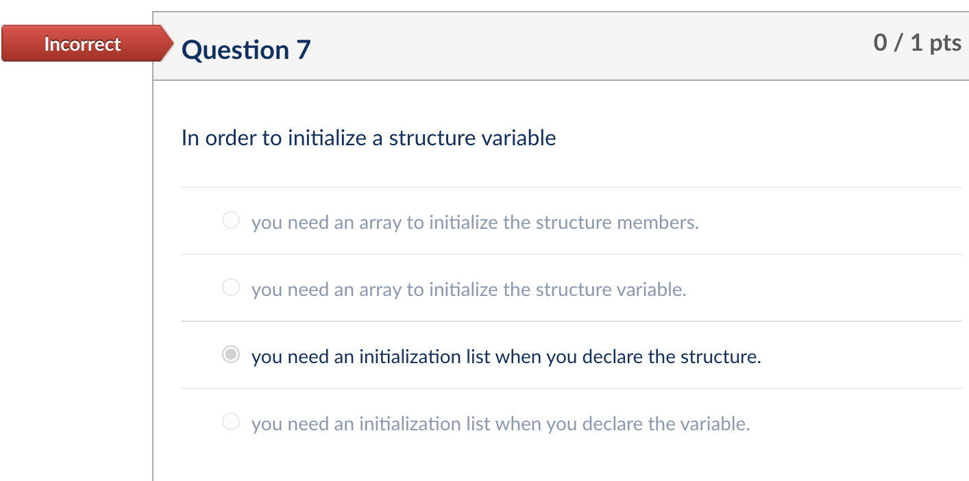 Solved In c++ structure declarations, initialization, | Chegg.com