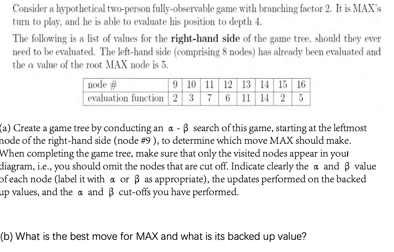 Solved Consider a hypothetical two-person fully-observable | Chegg.com