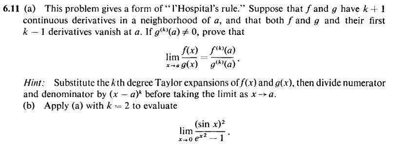 Solved 11 (a) This problem gives a form of "l'Hospital's | Chegg.com