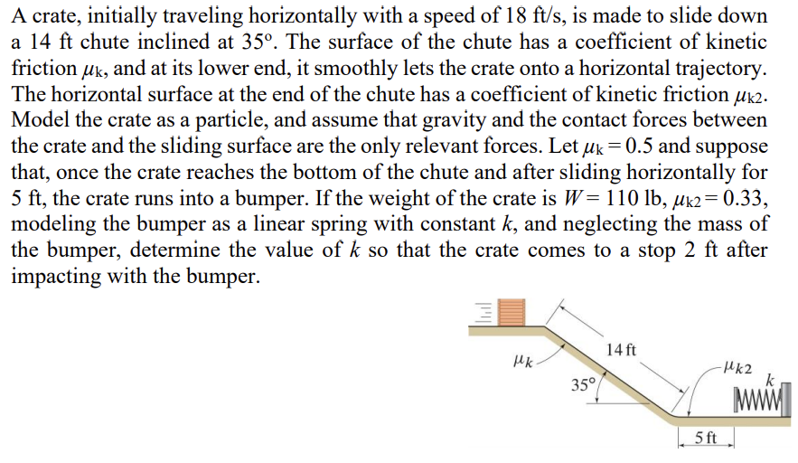 Solved A crate, initially traveling horizontally with a | Chegg.com