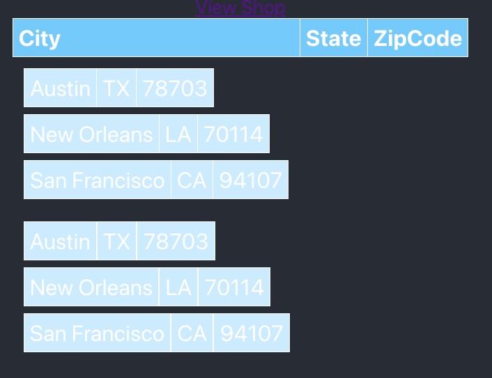 Solved Trying to build a table in react, with | Chegg.com