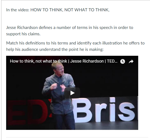 Solved In the video: HOW TO THINK, NOT WHAT TO THINK Jesse | Chegg.com