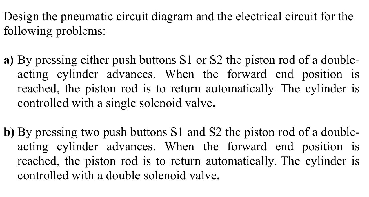 Solved Design the pneumatic circuit diagram and the | Chegg.com
