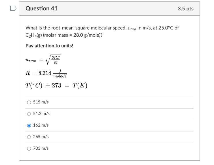 Solved Question 41 3.5 pts What is the root-mean-square | Chegg.com