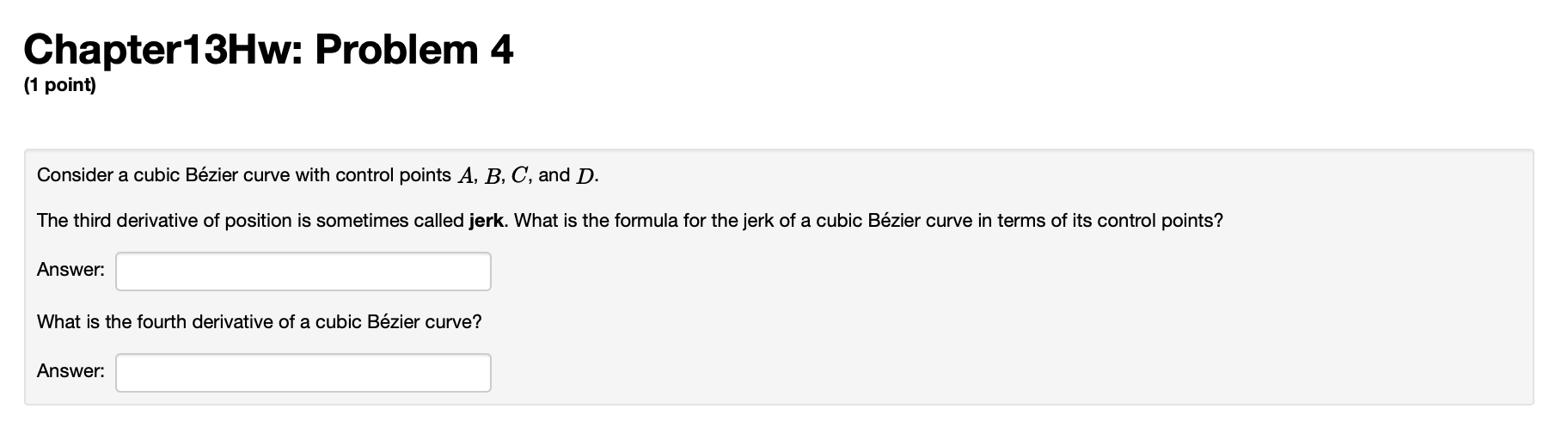 Solved Consider a cubic Bézier curve with control points | Chegg.com