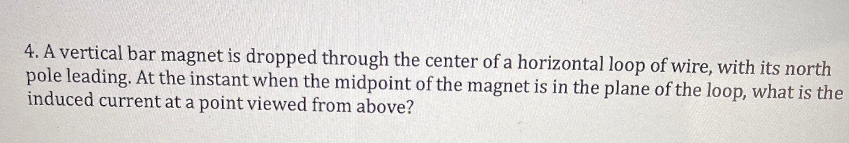 Solved 4. A vertical bar magnet is dropped through the | Chegg.com