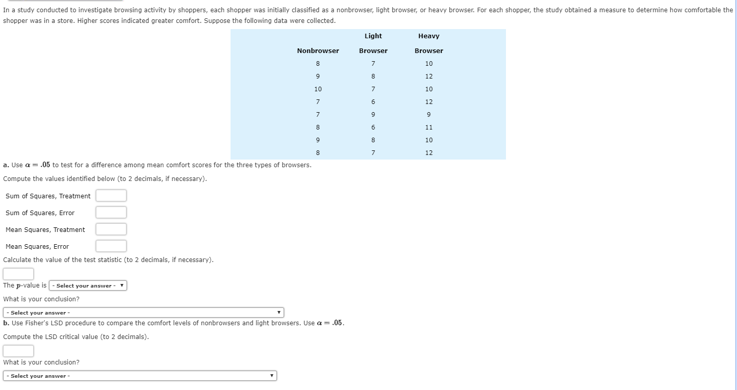 Solved In a study conducted to investigate browsing activity | Chegg.com
