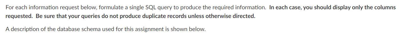 Solved For Each Information Request Below Formulate A 