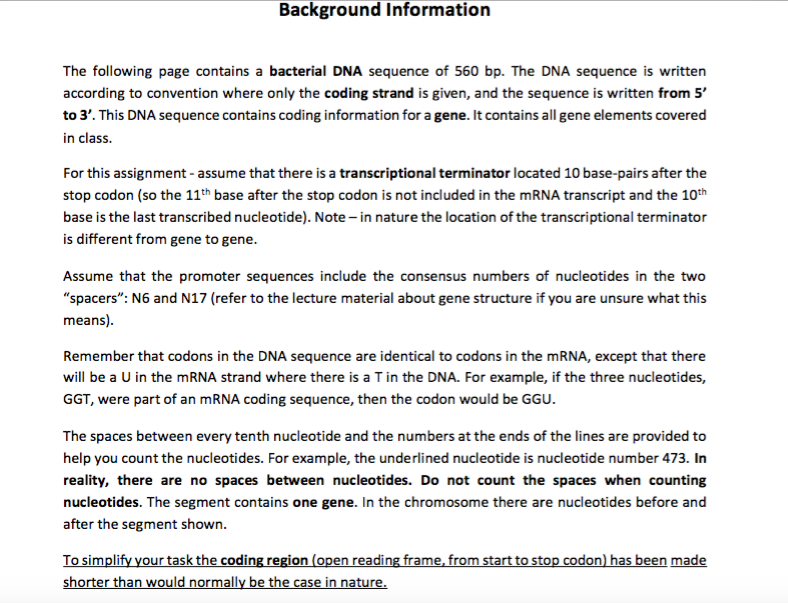 Solved The following page contains a bacterial DNA sequence | Chegg.com
