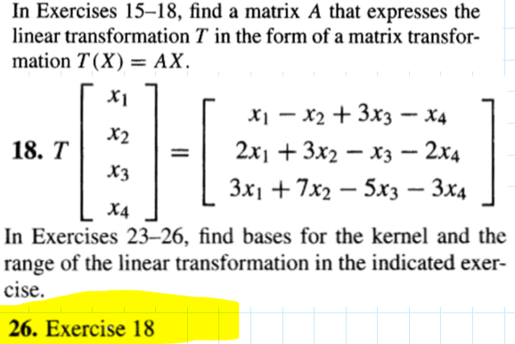 Solved In Exercises 15−18, find a matrix A that expresses | Chegg.com