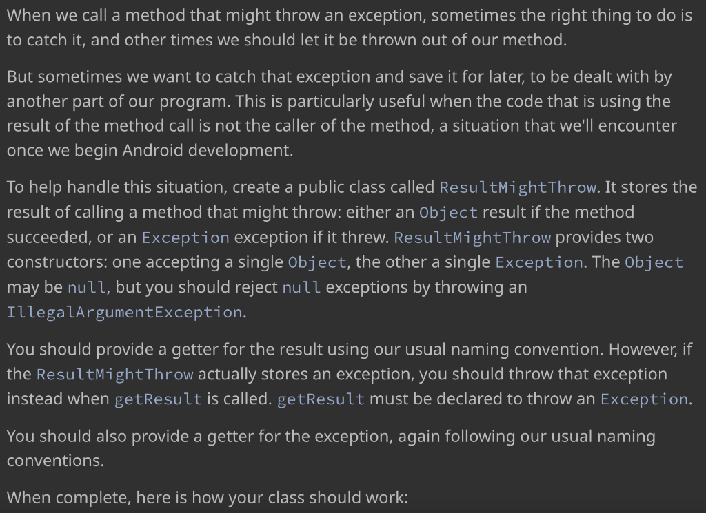 Solved When we call a method that might throw an exception, | Chegg.com