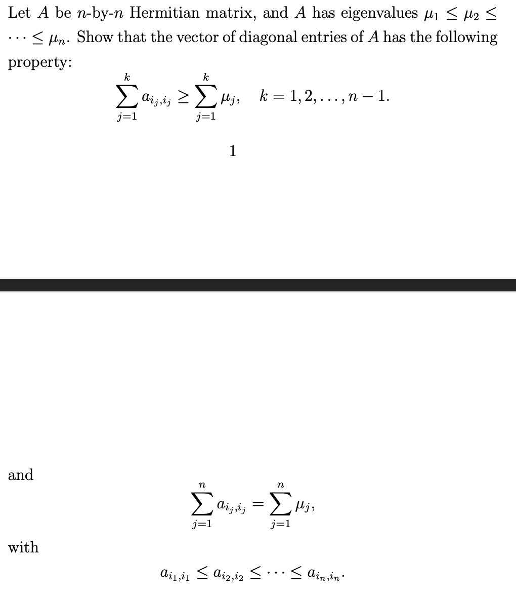 Solved Let A be n-by- n Hermitian matrix, and A has | Chegg.com