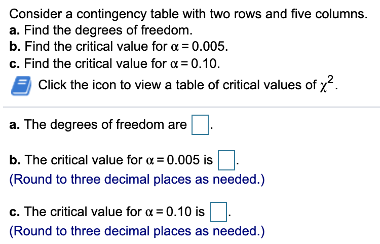 Solved Consider a contingency table with two rows and five | Chegg.com