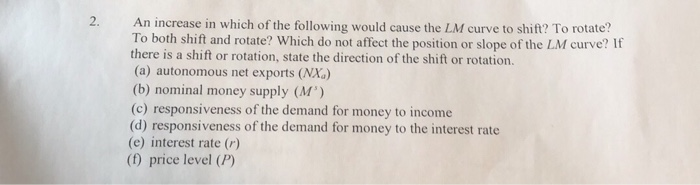 Solved 2. An increase in which of the following would cause | Chegg.com
