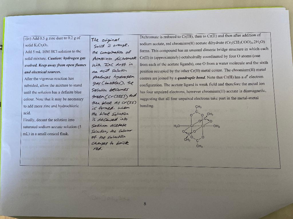 Solved Chromium The Highest Oxidation State Of Chromium Is