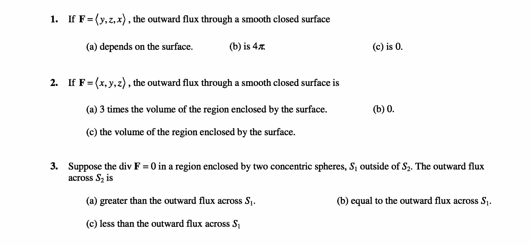Solved 1. If F= y,z,x , the outward flux through a smooth | Chegg.com