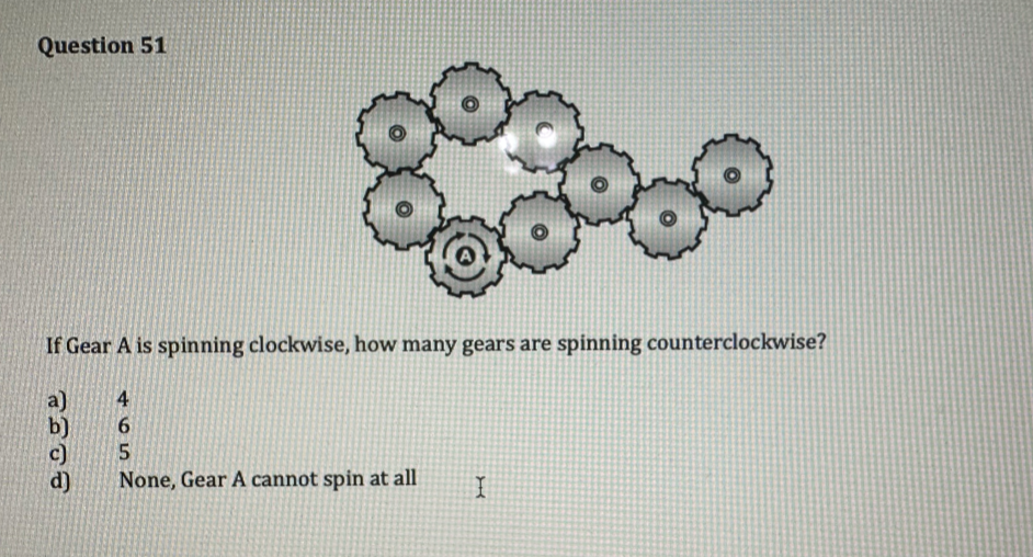 If Gear A is spinning clockwise, how many gears are | Chegg.com