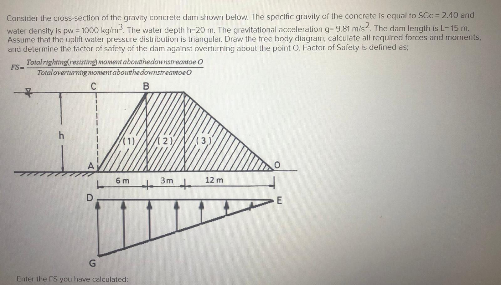 Solved Consider the cross-section of the gravity concrete | Chegg.com