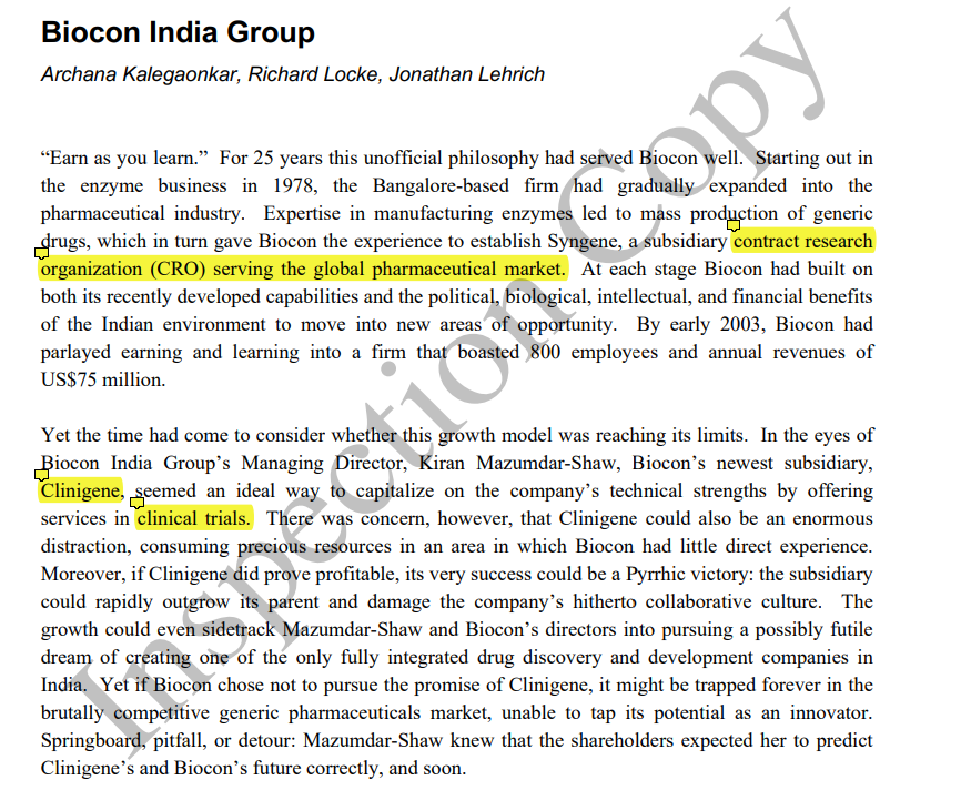 Solved Biocon India Group Archana Kalegaonkar, Richard | Chegg.com