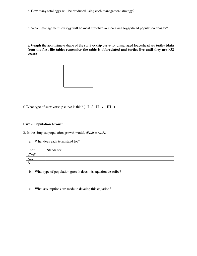 Lecture 21 Worksheet: Population Ecology Part 1. | Chegg.com