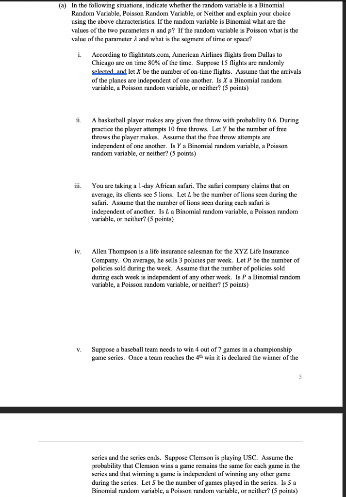 Solved A In The Following Situations Indicate Whether The 9694