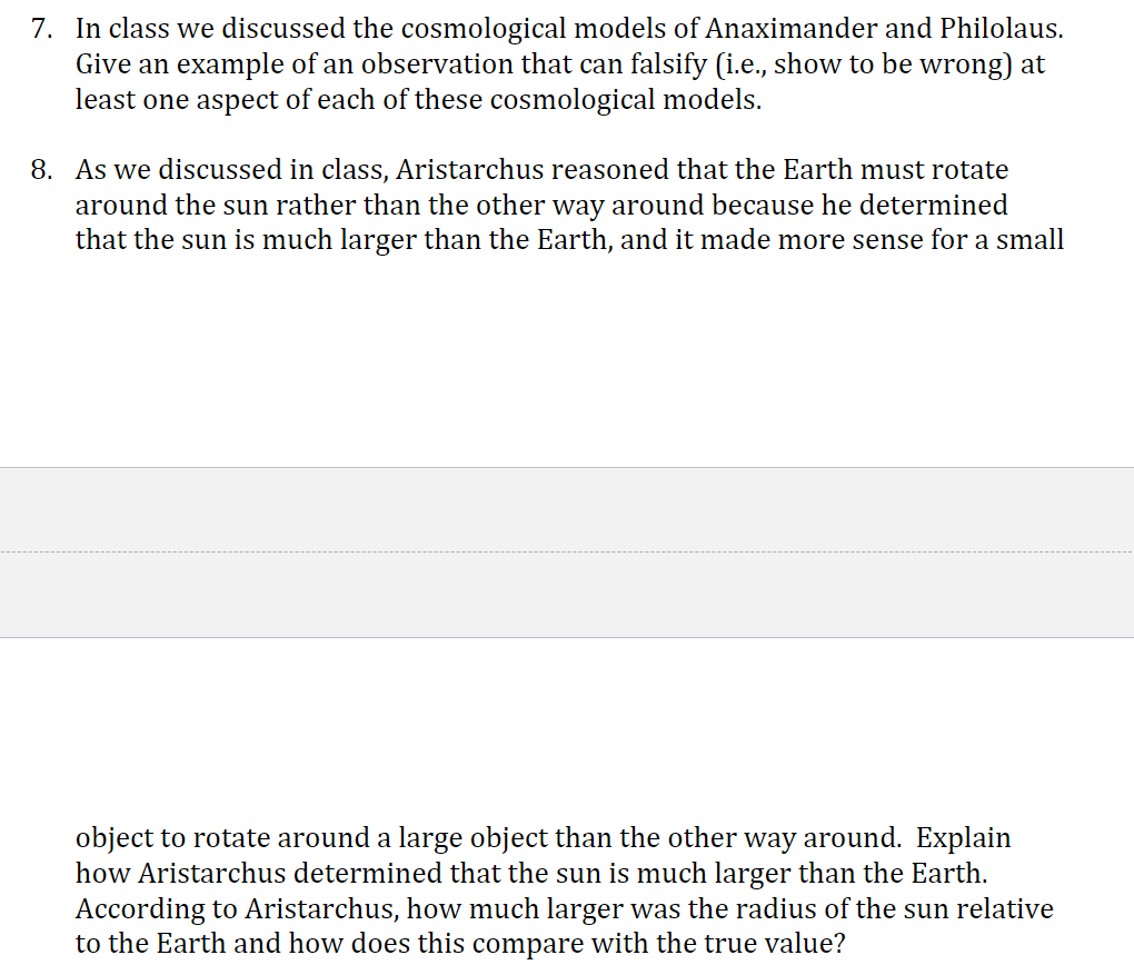 Solved 7. In class we discussed the cosmological models of | Chegg.com