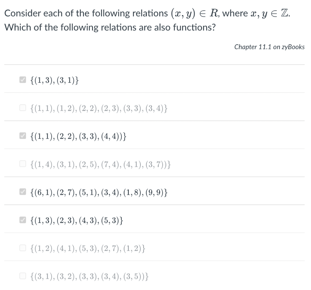 Solved Consider each of the following relations (x, y) E R, | Chegg.com