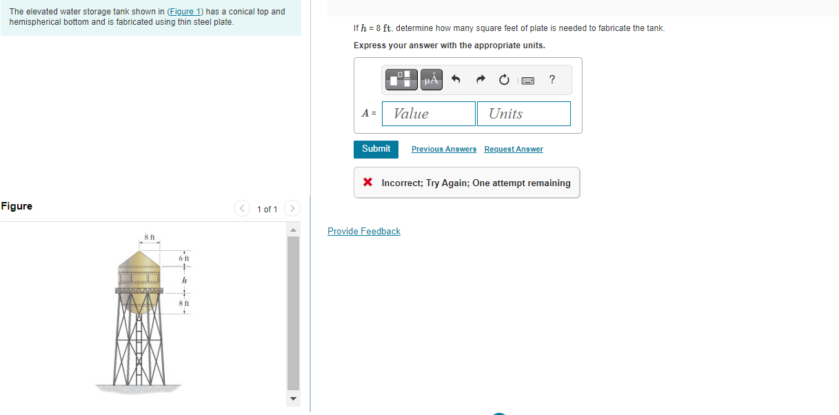 Solved The elevated water storage tank shown in (Figure 1) | Chegg.com