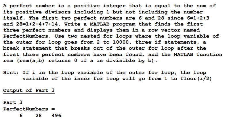 Solved A Perfect Number Is A Positive Integer That Is Equal 