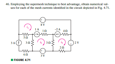Solved 46. Employing the supermesh technique to best | Chegg.com