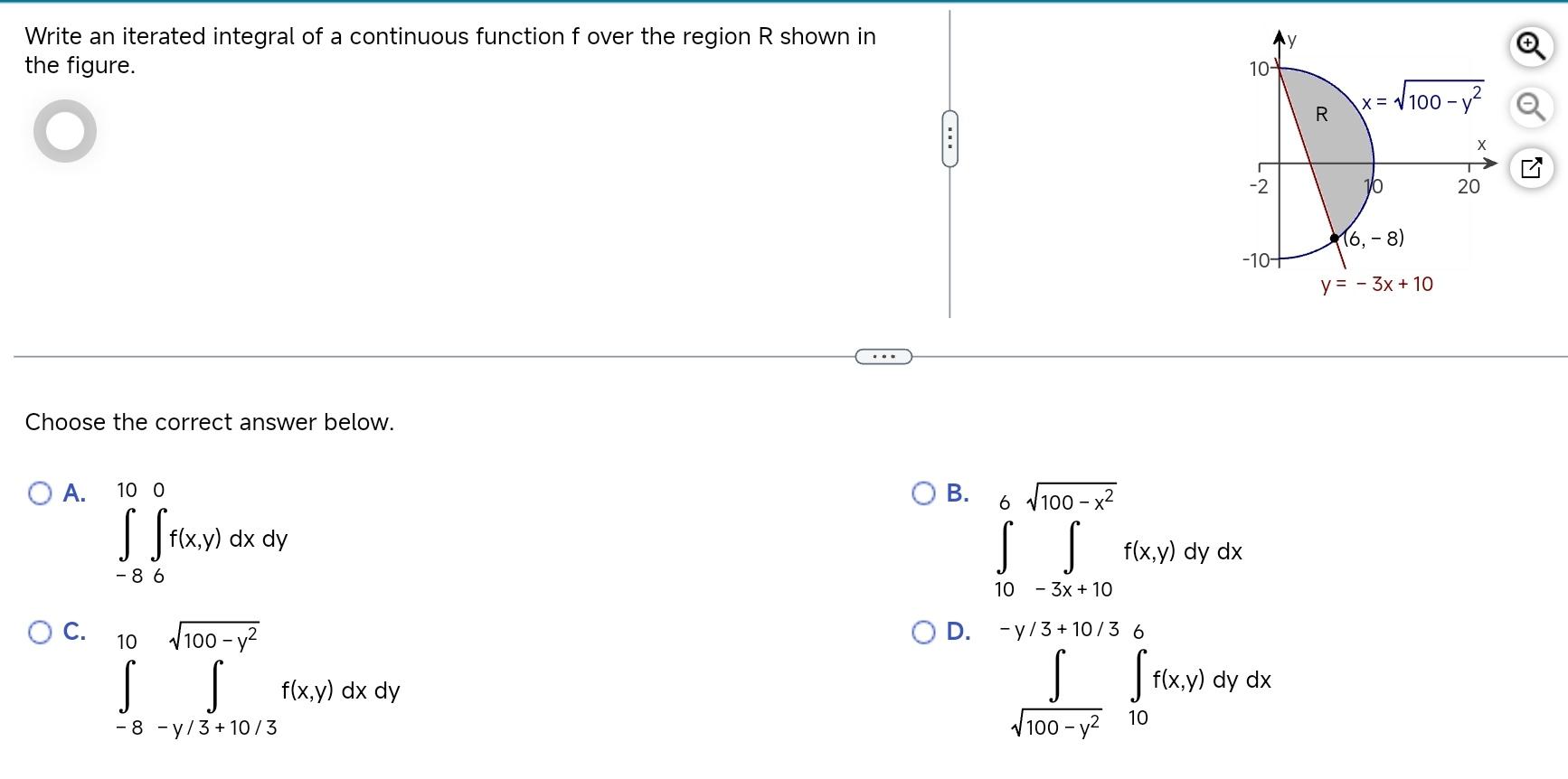Solved Write an iterated integral of a continuous function f | Chegg.com