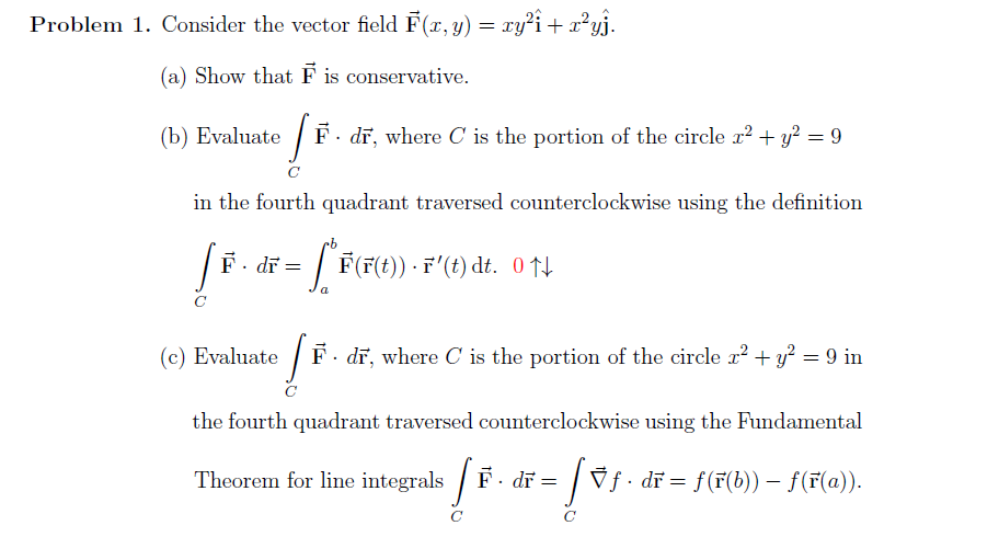 Solved Problem 1. ﻿Consider the vector field | Chegg.com