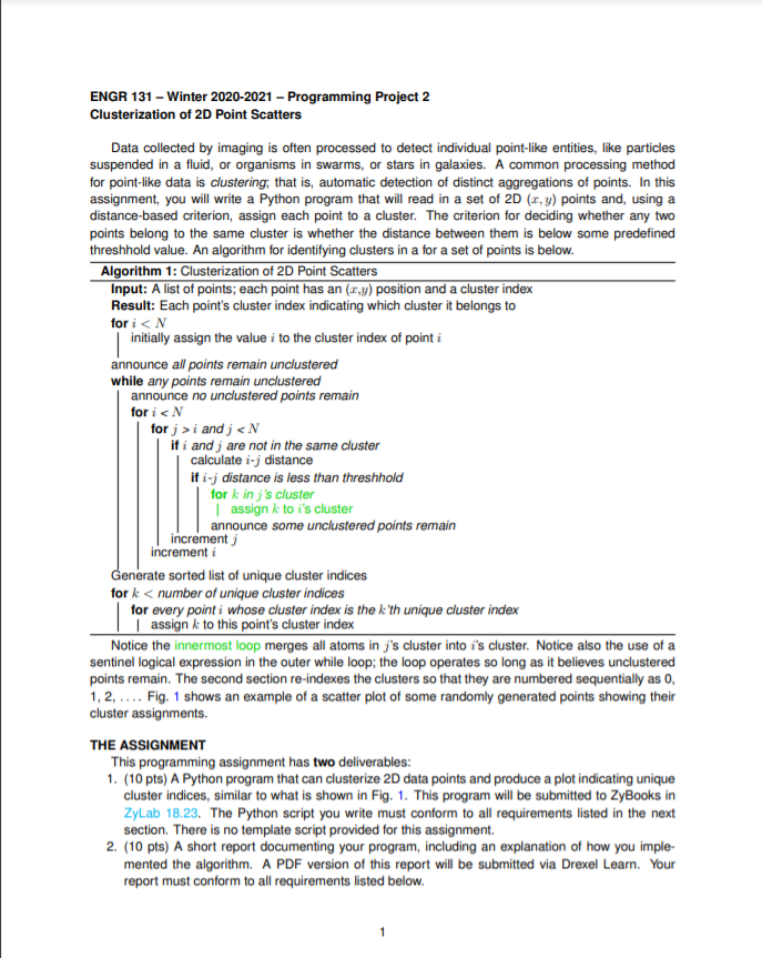 ENGR 131 - Winter 2020-2021 - Programming Project 2 | Chegg.com