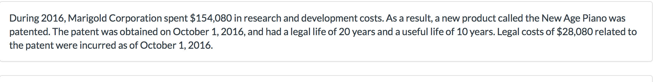 Solved During 2016, Marigold Corporation spent $154,080 in | Chegg.com