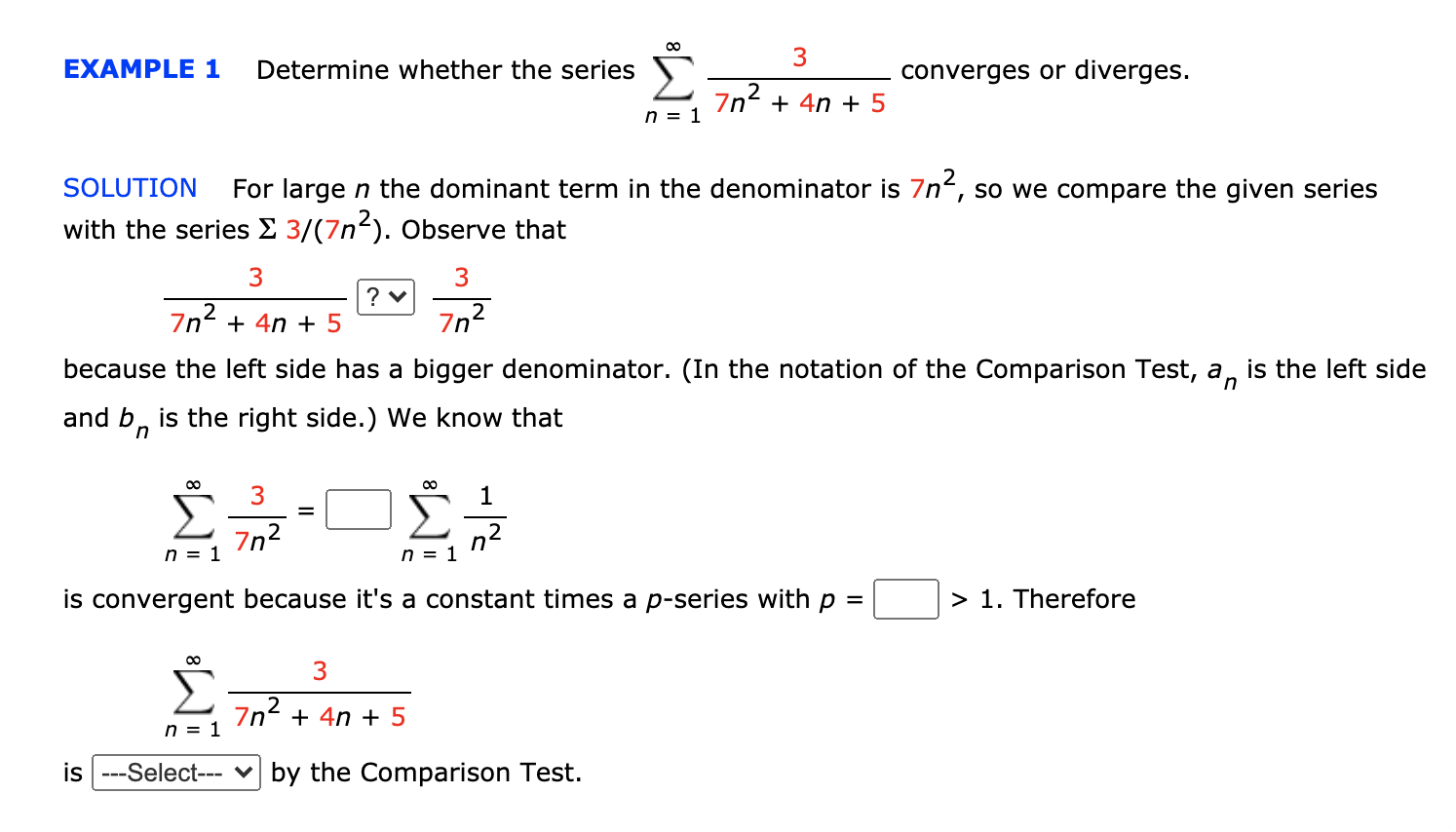 Solved 00 EXAMPLE 1 Determine whether the series 3 7n2 + 4n | Chegg.com