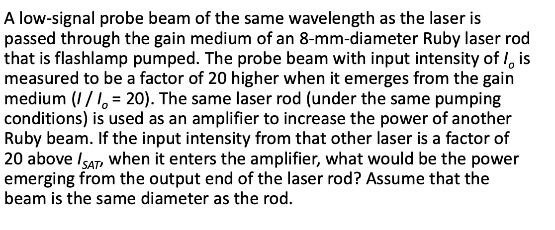 Solved A low-signal probe beam of the same wavelength as the | Chegg.com