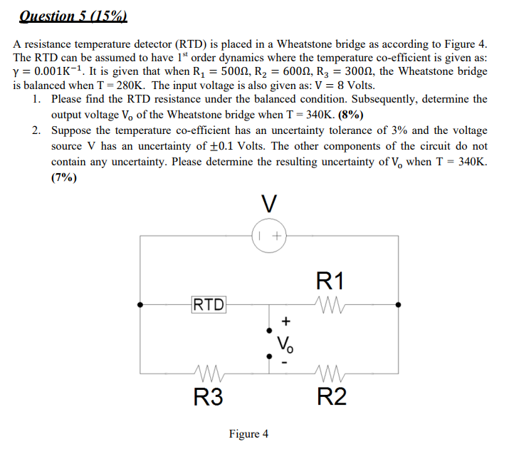 Solved A resistance temperature detector (RTD) is placed in | Chegg.com