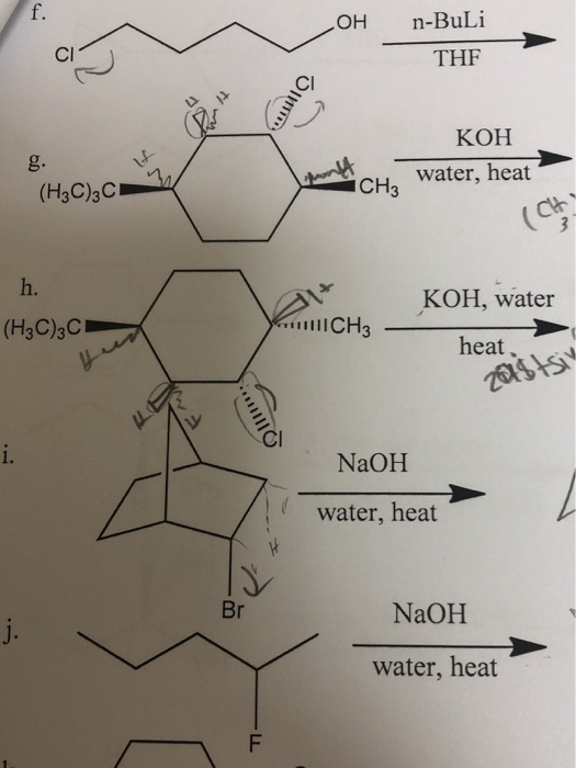 Solved f. OH n-BuLi Cl THF Cl KOH water, heat g. (H3C)3C CH3 | Chegg.com