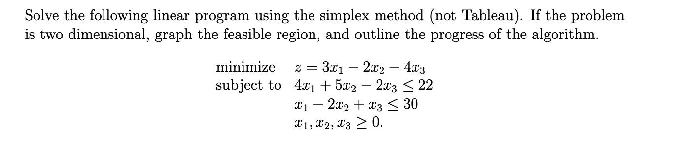 Solved Solve the following linear program using the simplex | Chegg.com