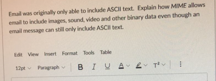 Solved Email was originally only able to include ASCII text. | Chegg.com