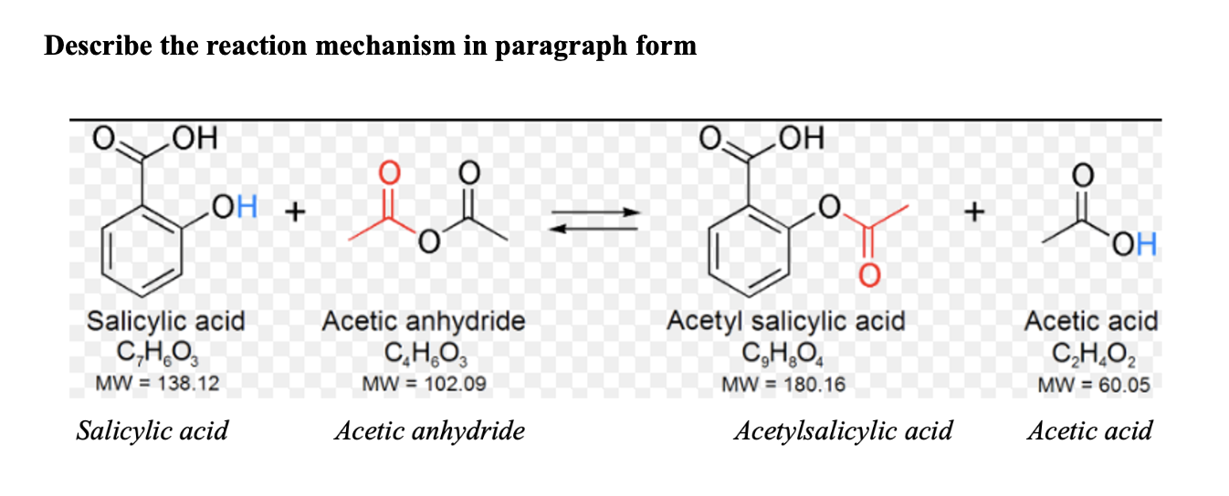 Solved Describe the reaction mechanism in paragraph form | Chegg.com