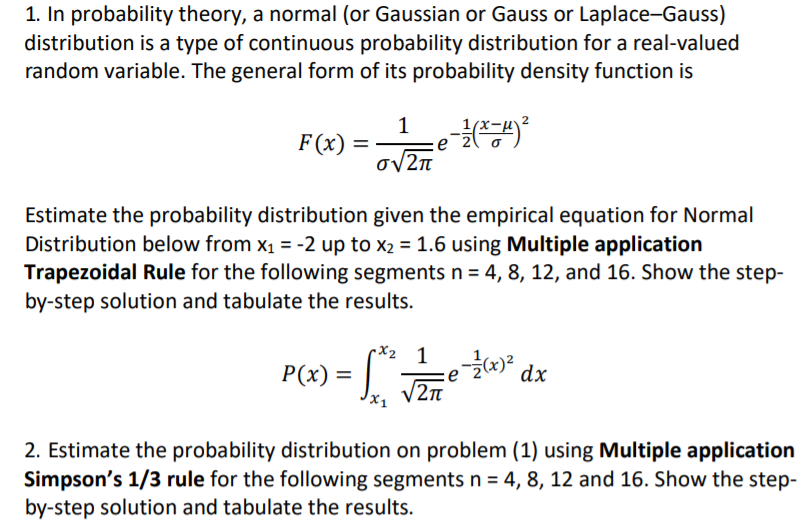 Solved 1. In probability theory, a normal (or Gaussian or | Chegg.com