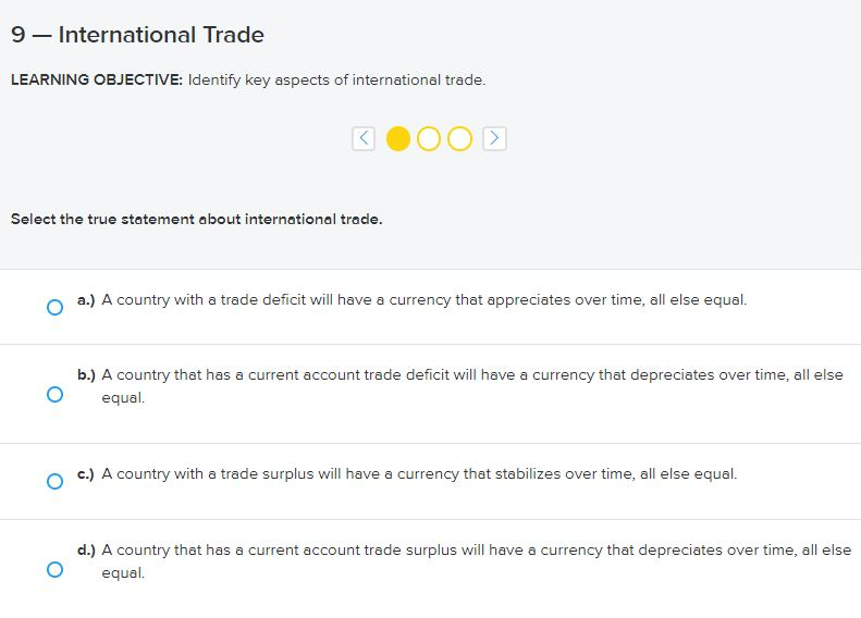 Solved 9 – International Trade LEARNING OBJECTIVE: Identify | Chegg.com