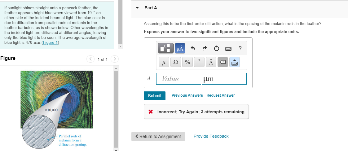 Solved Part A If sunlight shines straight onto a peacock | Chegg.com